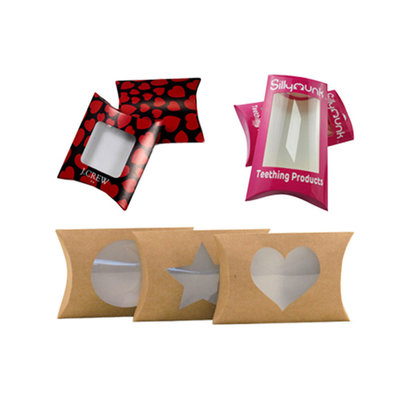 China Die cut hot foil copper gold stamping fancy paper pillow box with window supplier