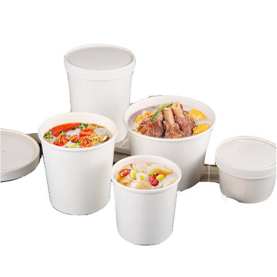 China 32oz 960ml Custom printing prorridge packaging cup leakproof white kraft cup logo printed supplier