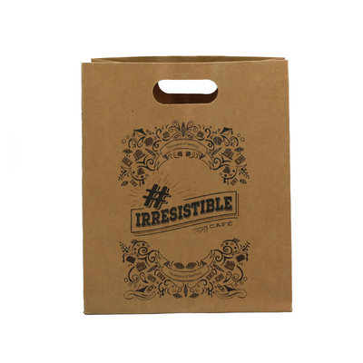 China Low cost die cut single black color printing custom paper bag with logo and handle plant supplier