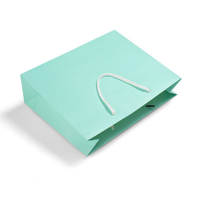 China Green color jewelry packaging paper bag own logo printing rope handle supplier