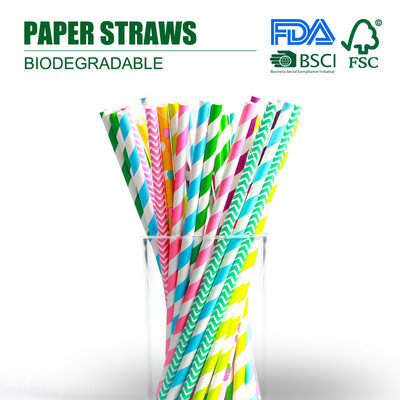 China Custom biodegradable food grade 10mm millimeter colorful kraft paper straws for milk tea party supplier