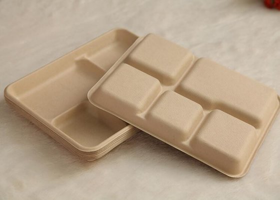5 compartments Biodegradable Straw pulp food containers paper food trays supplier