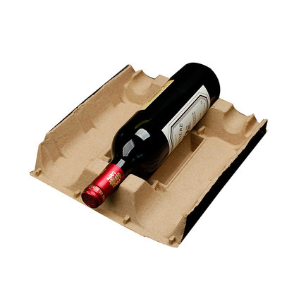 biodegradable recycled wine bottle  paper pulp tray paper pulp 3 pack wine tray supplier