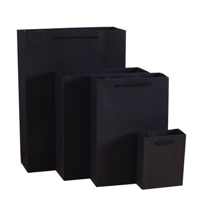 Hot stamping pure black paperboard clothes gift packaging shopping bag supplier