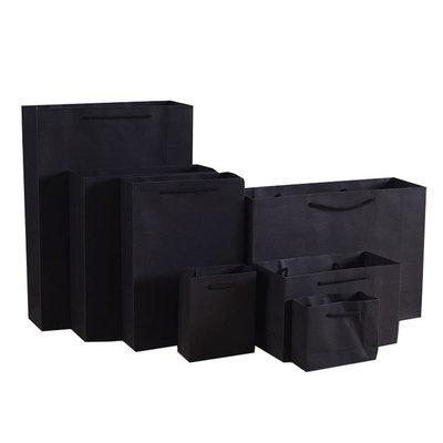 Hot stamping pure black paperboard clothes gift packaging shopping bag supplier