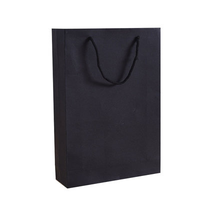 Hot stamping pure black paperboard clothes gift packaging shopping bag supplier