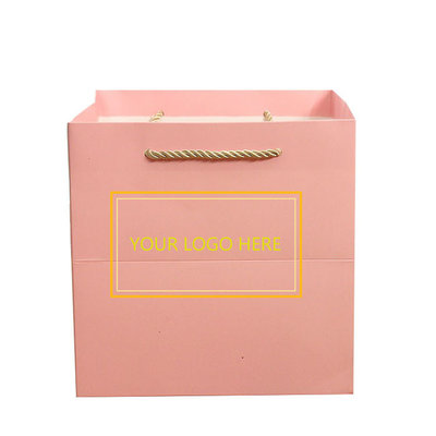 Colorful custom sliver stamping ivory paper bag with logo printing service candy packaging bag supplier