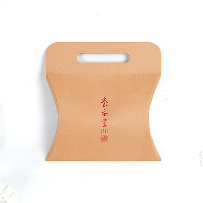 Kraft pillow box with die cut handle plain without printing supplier
