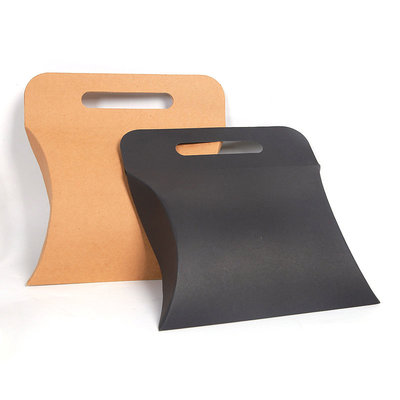 Kraft pillow box with die cut handle plain without printing supplier