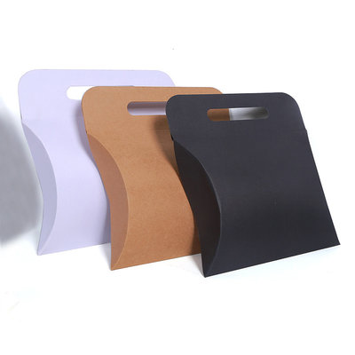 Kraft pillow box with die cut handle plain without printing supplier