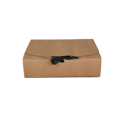 Kraft paper rectangle candy box gift packaging with ribbon no printing supplier