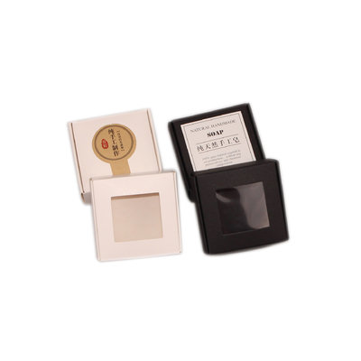 Square shaped soap packaging box with clear window supplier