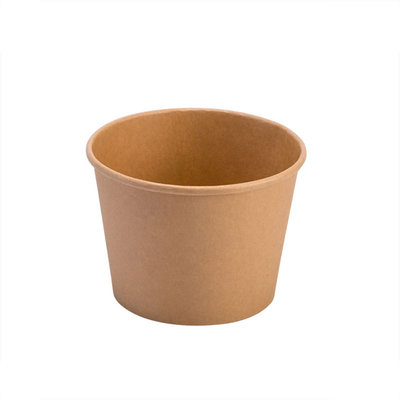 24OZ Brown kraft paper cup leakproof takeaway food soup packaging biodegradable custom printing cups supplier