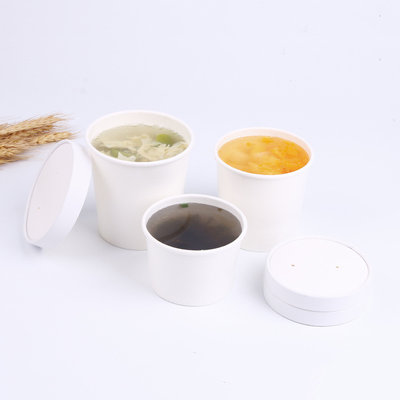 8OZ White Kraft cup for ice cream container disposable custom printed Fast Food paper soup bowl supplier