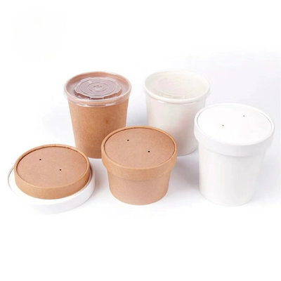 8OZ White Kraft cup for ice cream container disposable custom printed Fast Food paper soup bowl supplier