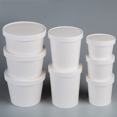 8OZ White Kraft cup for ice cream container disposable custom printed Fast Food paper soup bowl supplier