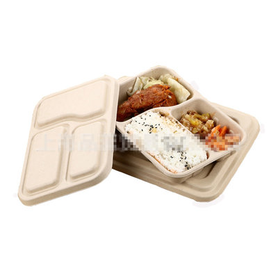 Three compartments to-go box biodegradable eco friendly wheat starw fast food container with lid supplier