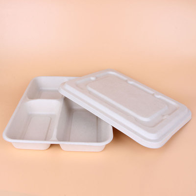 Three compartments to-go box biodegradable eco friendly wheat starw fast food container with lid supplier