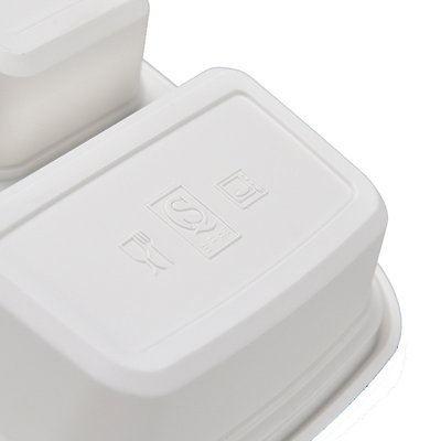 Three compartments starch warp up tray white color eco friendly fast food container with lid supplier
