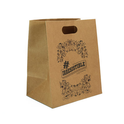 Low cost die cut single black color printing custom paper bag with logo and handle plant supplier