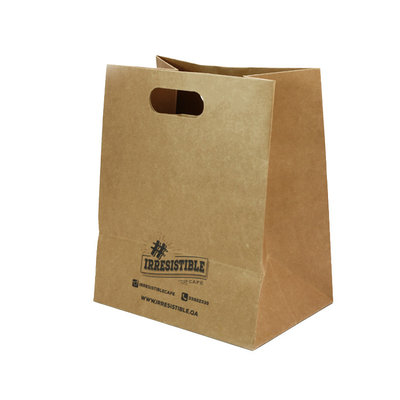 Low cost die cut single black color printing custom paper bag with logo and handle plant supplier