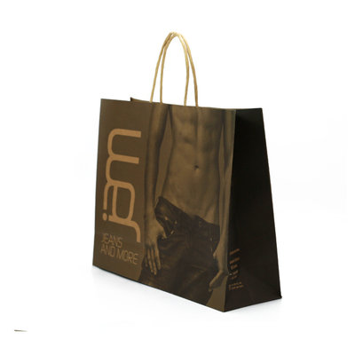 kraft paper shopping bag ladies jeans packaging with handle paper rope supplier