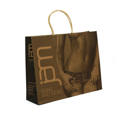 kraft paper shopping bag ladies jeans packaging with handle paper rope supplier