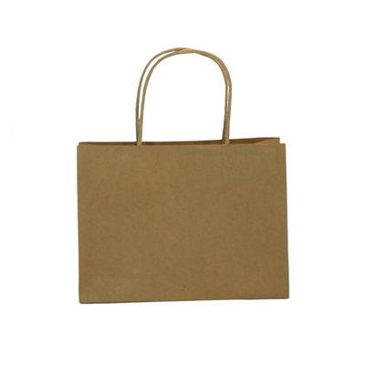Cheap fashion brown customized Kraft paper bag with twisted handle for clothing supplier
