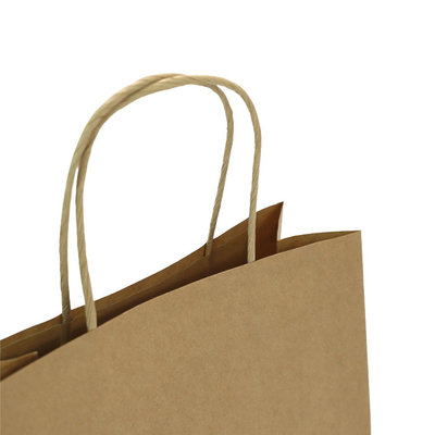 Cheap fashion brown customized Kraft paper bag with twisted handle for clothing supplier