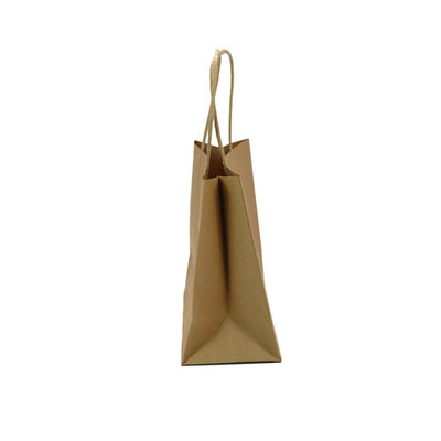 Cheap fashion brown customized Kraft paper bag with twisted handle for clothing supplier