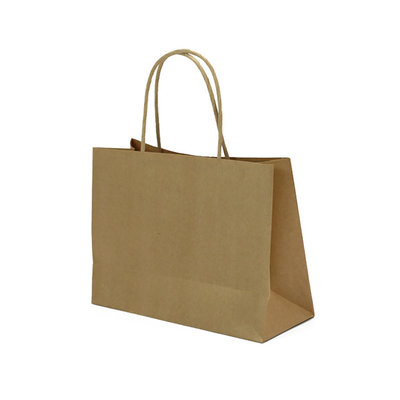 Cheap fashion brown customized Kraft paper bag with twisted handle for clothing supplier
