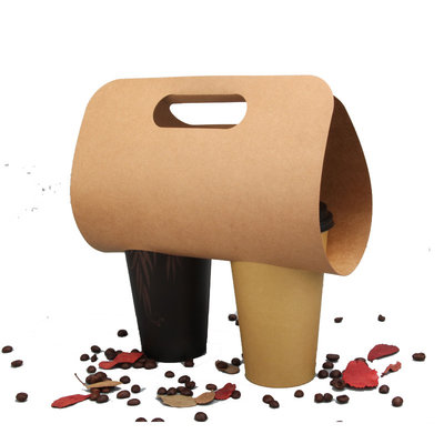 Simple design low cost portable Kraft cup holder take out hot drink carrier bag supplier