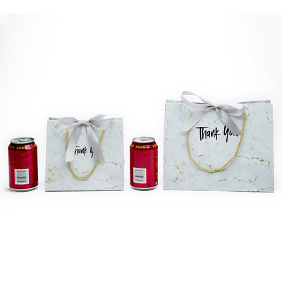Ivory paper customised marble paper bag stone design candy bags handmade rope handle supplier