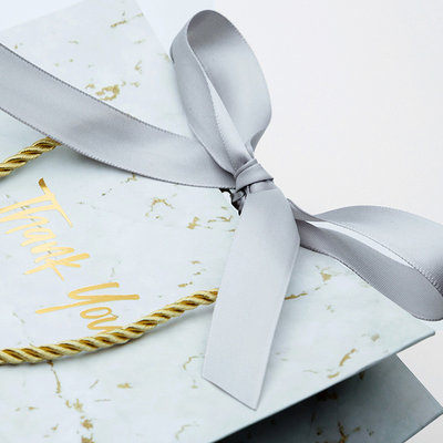 Ivory paper customised marble paper bag stone design candy bags handmade rope handle supplier