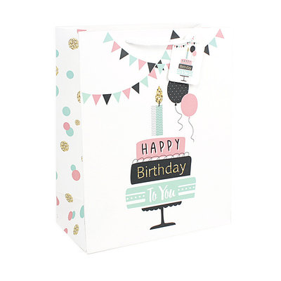 Birtday party paper bag custom hot stamping cash on sale wholesale supplier