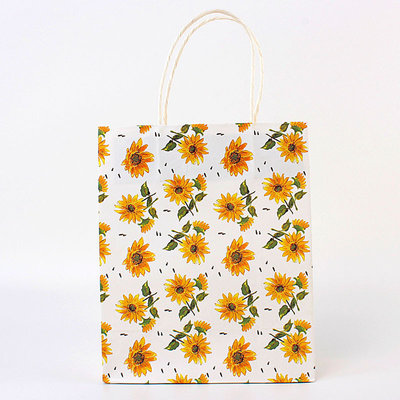 Cheap Kraft flower paper bag with handle cash on sale wholesale supplier