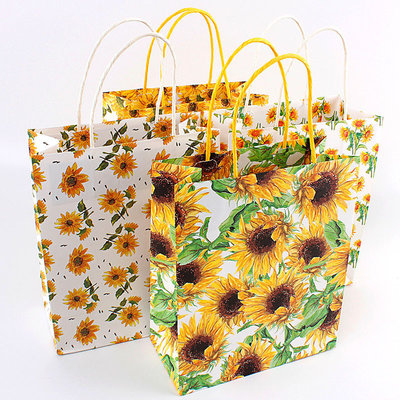 Cheap Kraft flower paper bag with handle cash on sale wholesale supplier