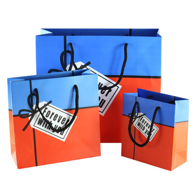 Custom printing logo advertising paper bag with false label supplier