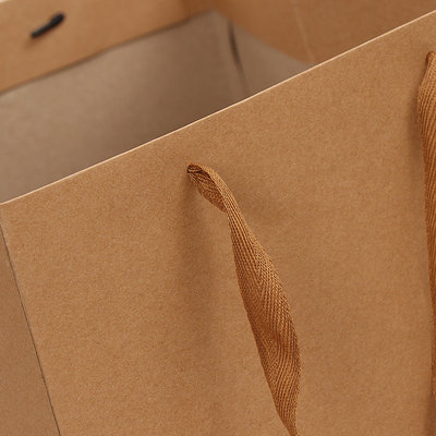 Mini size brown kraft square paper bag with handle custom logo print supplier