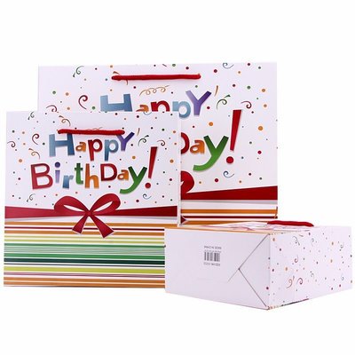 Cheap happy birthday paper bag wholesale custom printing logo with handle supplier