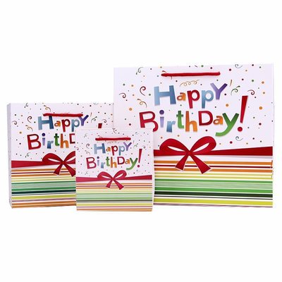 Cheap happy birthday paper bag wholesale custom printing logo with handle supplier