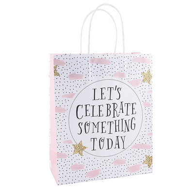 Eco branded thank you paper bag with logo print twist paper rope custom printing supplier