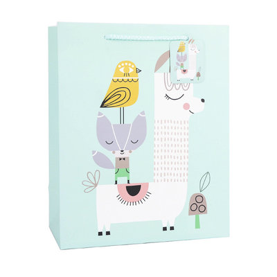 Custom design women's t-shirt packaging paper bag clothing shopping bags supplier