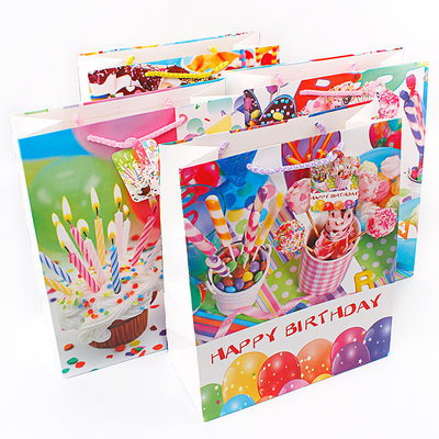 Custom paper shopping bags logo coated birthday present paper bag supplier