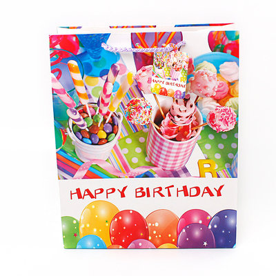 Custom paper shopping bags logo coated birthday present paper bag supplier