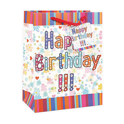 Creative brown birthday paper gift shopping bag wholesale small medium large size supplier