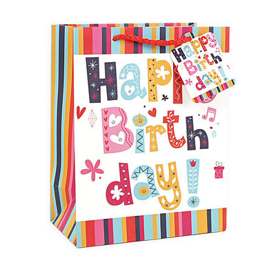 Creative brown birthday paper gift shopping bag wholesale small medium large size supplier