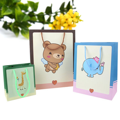 Full color hair extensions paper bag with cotton rope ribbon handles supplier