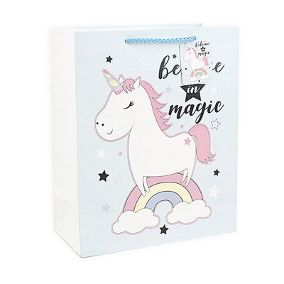 Unicorn pattern design ivory paper gift bag case on sale wholesale supplier
