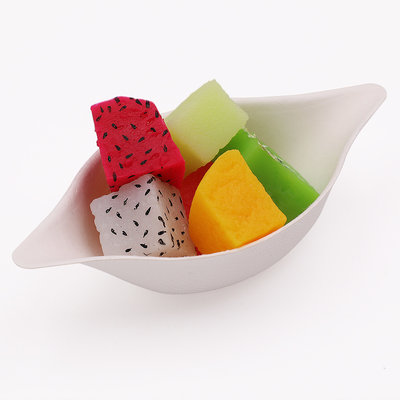 Biodegradable sugarcane Lemon Shape mini tableware fruit dish disposable bagasse paper dish salad sauces tray supplier